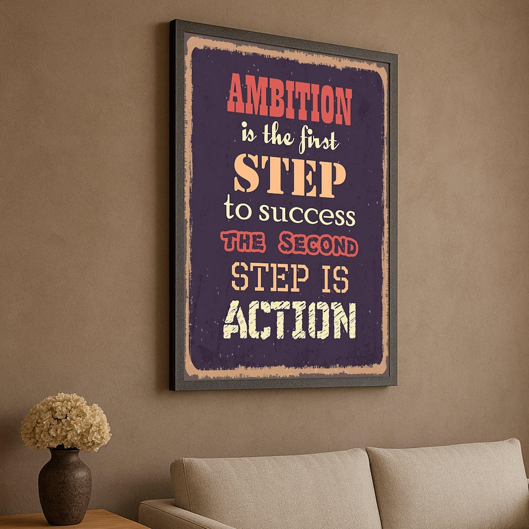 Ambition Motivational Quote Canvas Wall Art, Success Inspiration ...