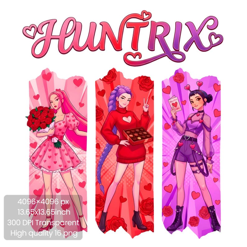 Valentine Huntrix Style 15PNG | Valentine Girl Bundle | Huntrix ...