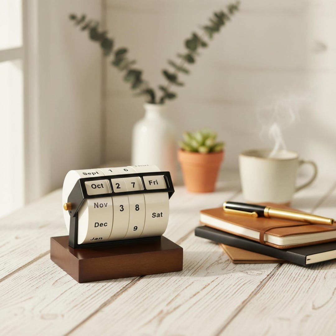 Vintage Inspired Perpetual Flip Calendar – Wooden Desk Decor - Etsy UK