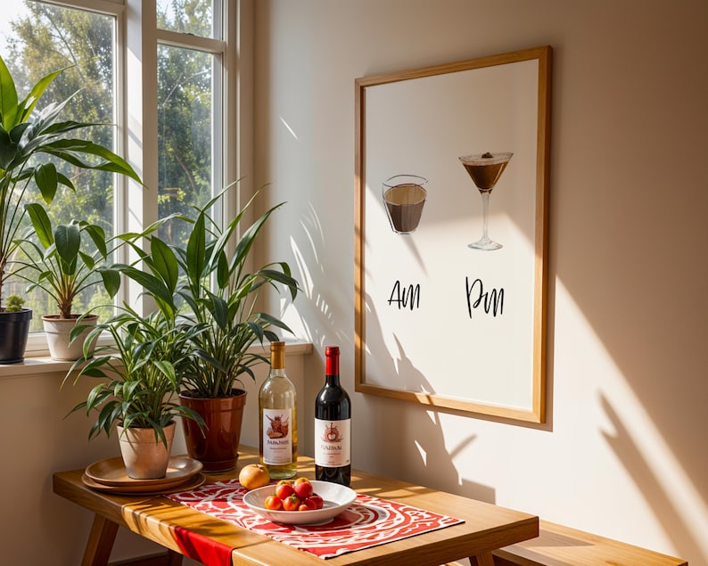 Espresso Martini AM PM Printable Art, Retro Kitchen & Bar Cart Wall ...