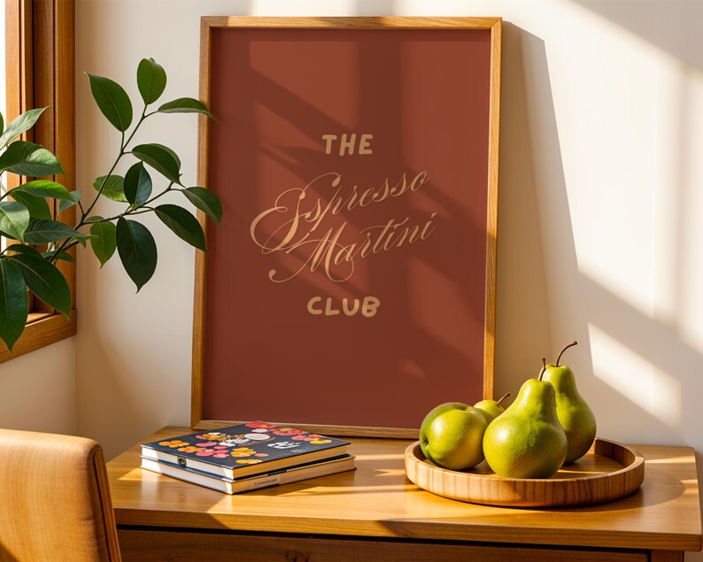 The Espresso Martini Club Printable Wall Art, Retro Cocktail Typography ...