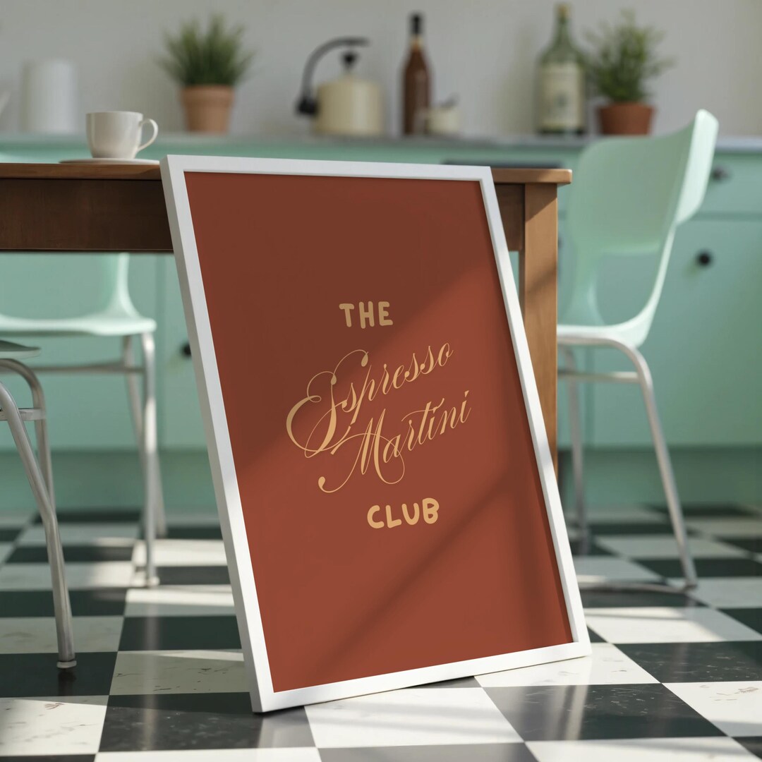 The Espresso Martini Club Printable Wall Art, Retro Cocktail Typography ...
