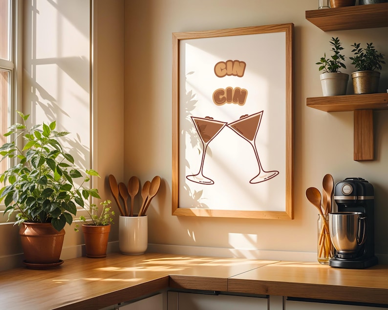 Cin Cin Espresso Martini Printable Art, Retro Kitchen & Bar Cart Decor ...