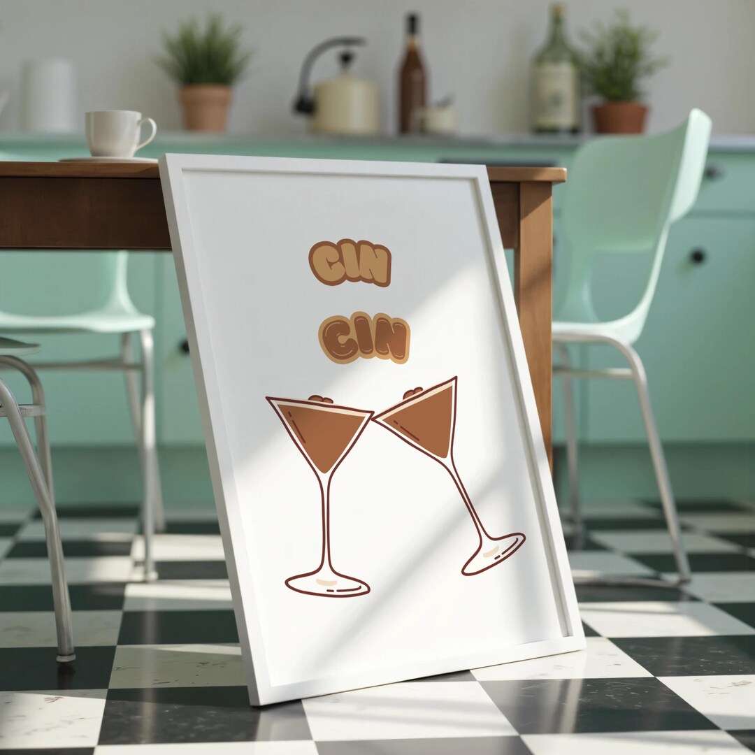 Cin Cin Espresso Martini Printable Art, Retro Kitchen & Bar Cart Decor ...