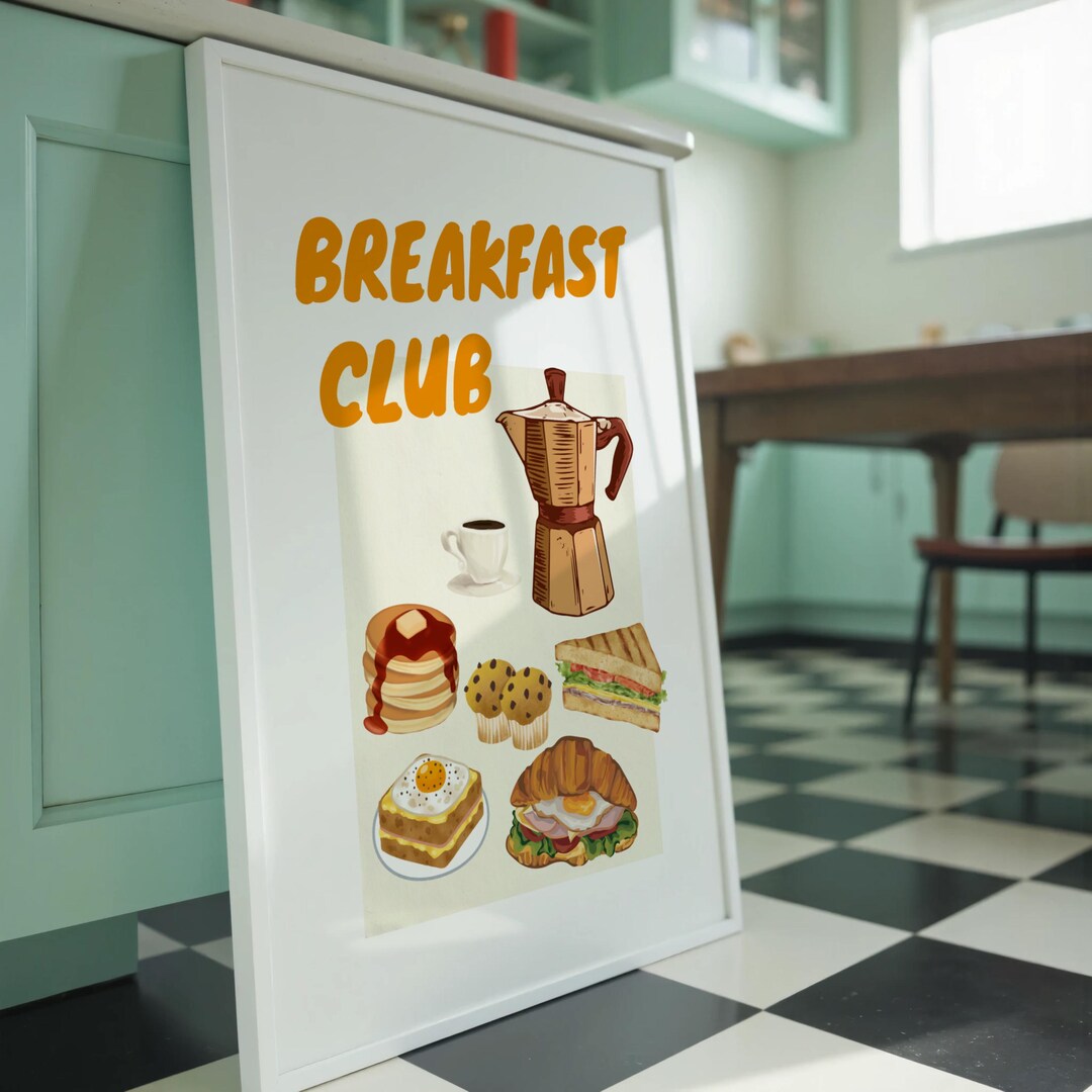 Breakfast Club Printable Art for Kitchen & Coffee Nook | Retro Food ...