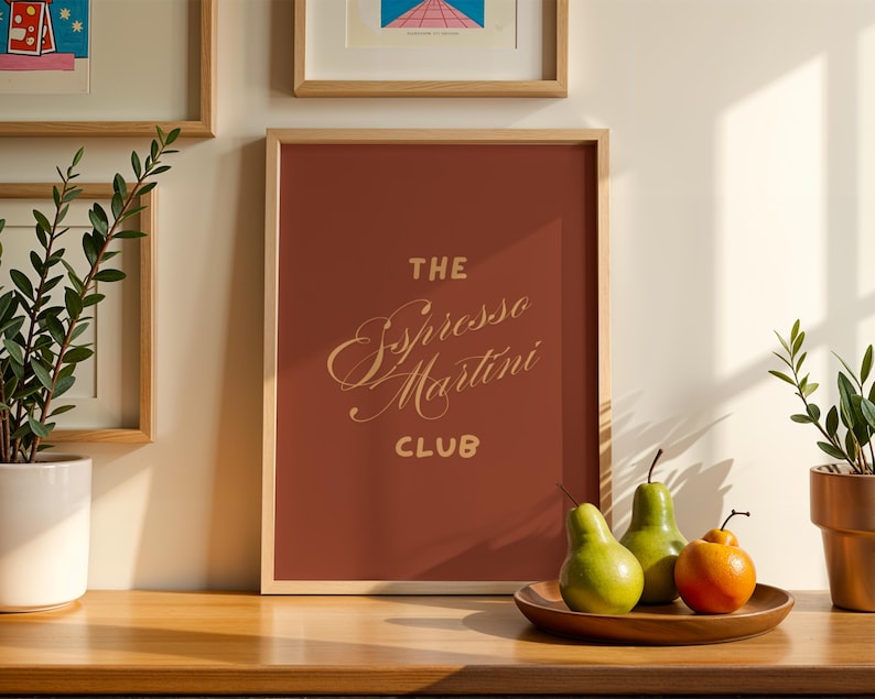 The Espresso Martini Club Printable Wall Art, Retro Cocktail Typography ...