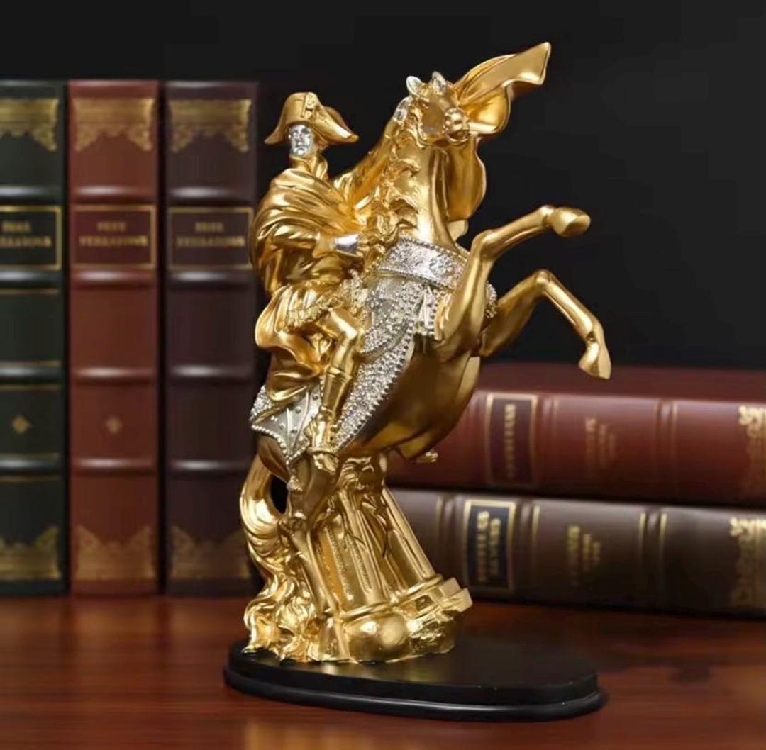 Golden Napoleon Bonaparte Equestrian Statue Resin Figurine, Luxury Home ...