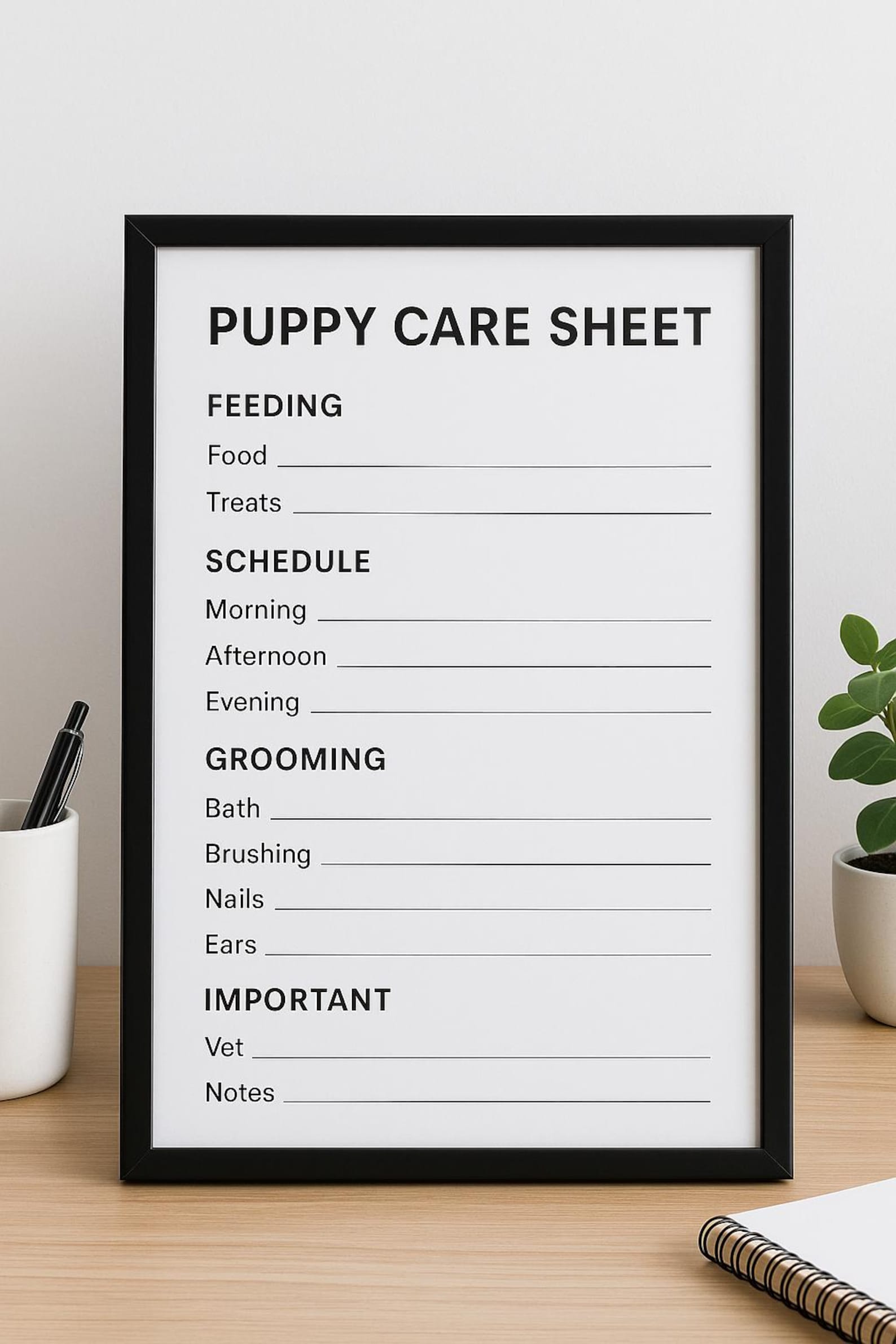 Puppy Care Sheet Printable | New Dog Owner Information (PDF) - Etsy