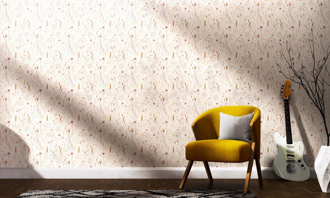 Autumn Floral Wallpaper, Sepia Design Mural, Fall Nature-inspired Wall ...
