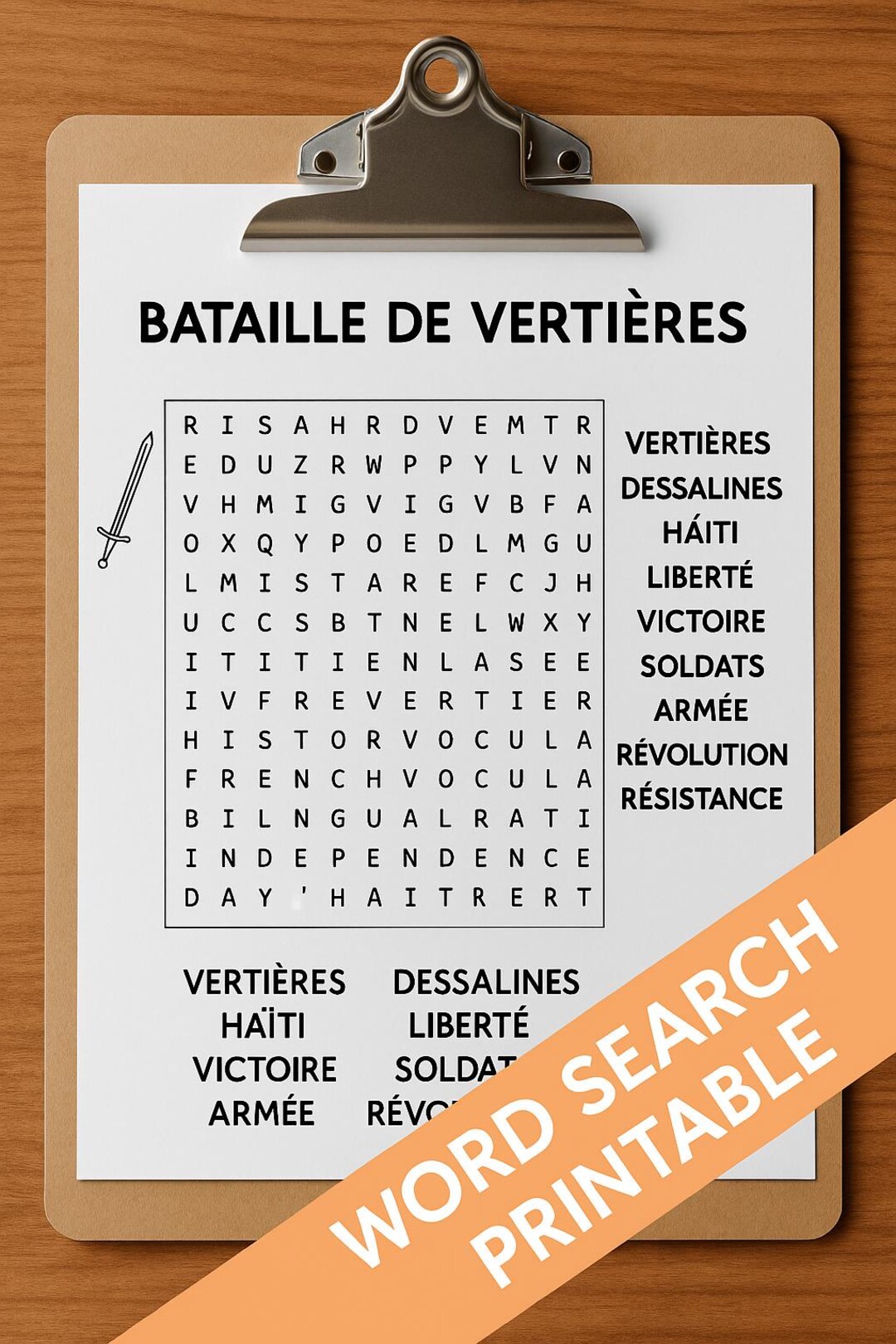 Bataille De Vertières Word Search Printable | Haiti History Worksheet ...