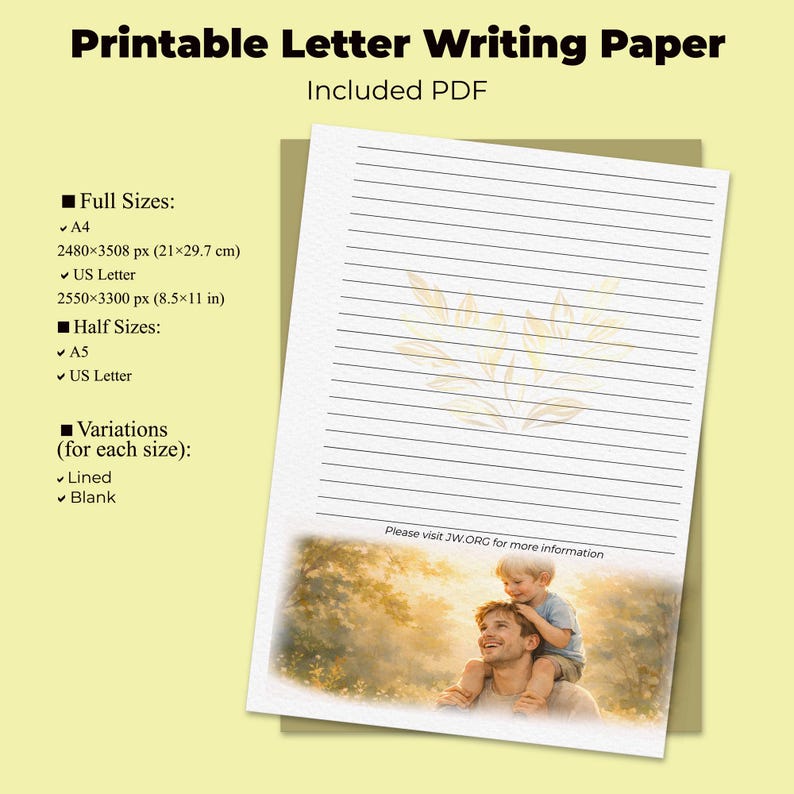 JW Letter Writing Paper Printable Stationery, Please Visit Jw Org ...