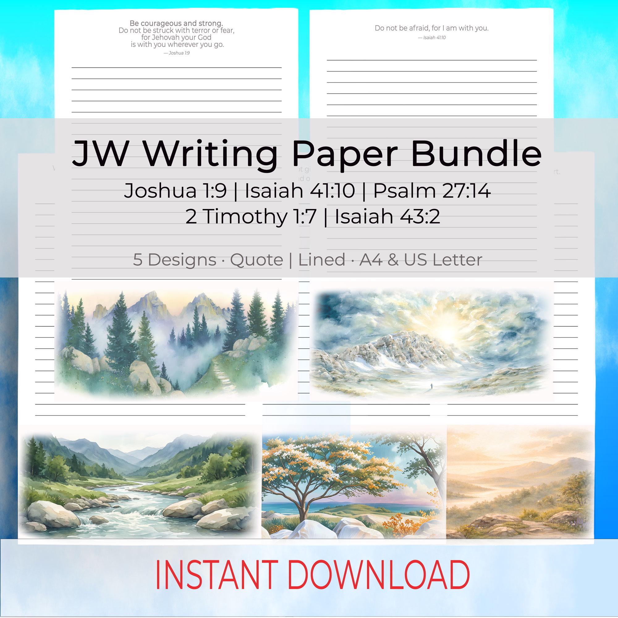 JW Writing Paper Bundle, Bible Verse Letter Paper, Ministry ...