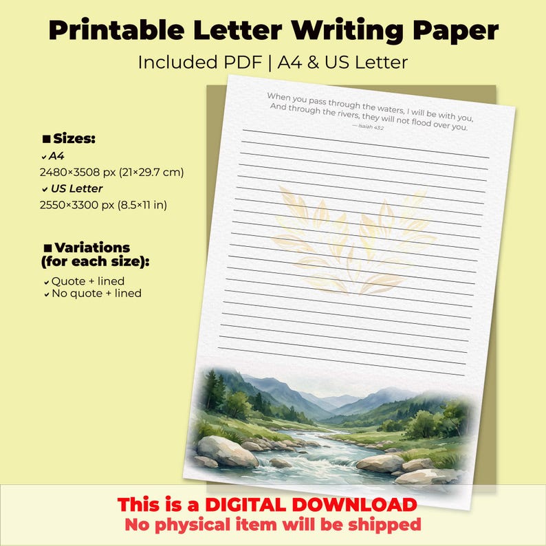 JW Writing Paper Bundle, Bible Verse Letter Paper, Ministry ...
