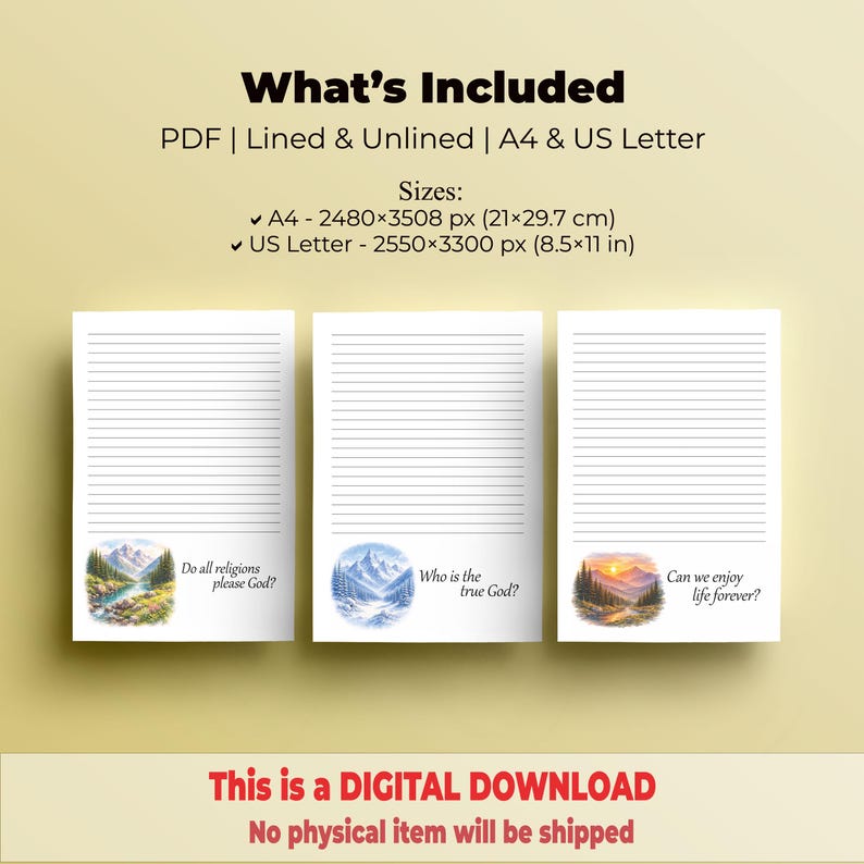 JW Tracts Letter Writing Bundle, Jehovah’s Witness Ministry Stationery ...