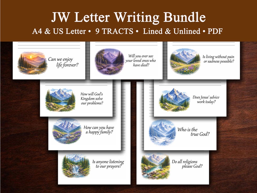 JW Tracts Letter Writing Bundle, Jehovah’s Witness Ministry Stationery ...