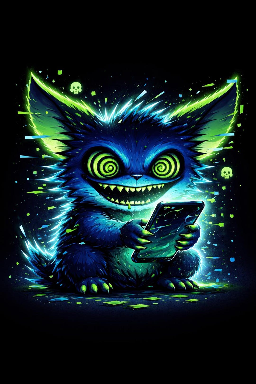 Creepy Phone Monster Coloring Page – Glowing Fantasy Creature With ...