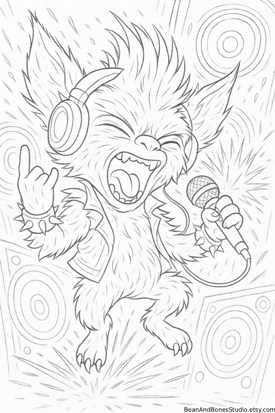 Rockin' Sam Coloring Page | Music Animal Art (instant Download) - Etsy