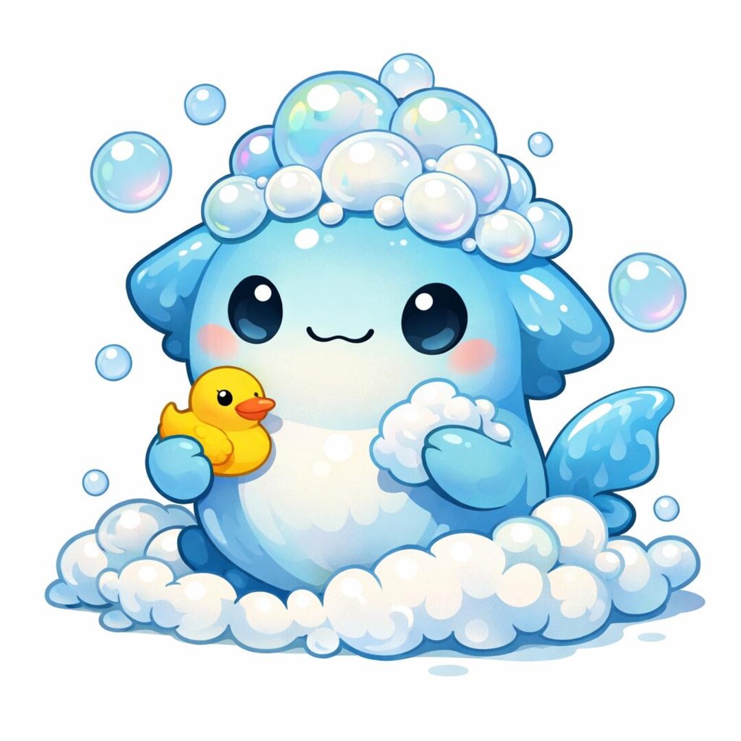 Whimsical Bath Creature Coloring Page – Animal Line Art (digital ...