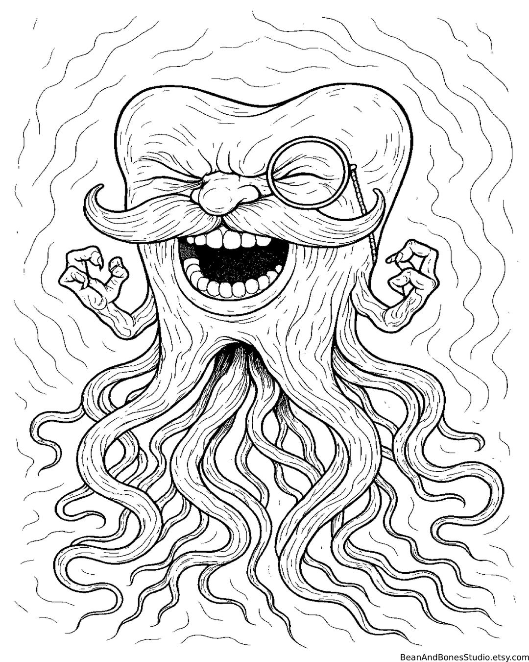 The Damned Tooth Coloring Page | Grotesque Gentleman Monster (digital ...