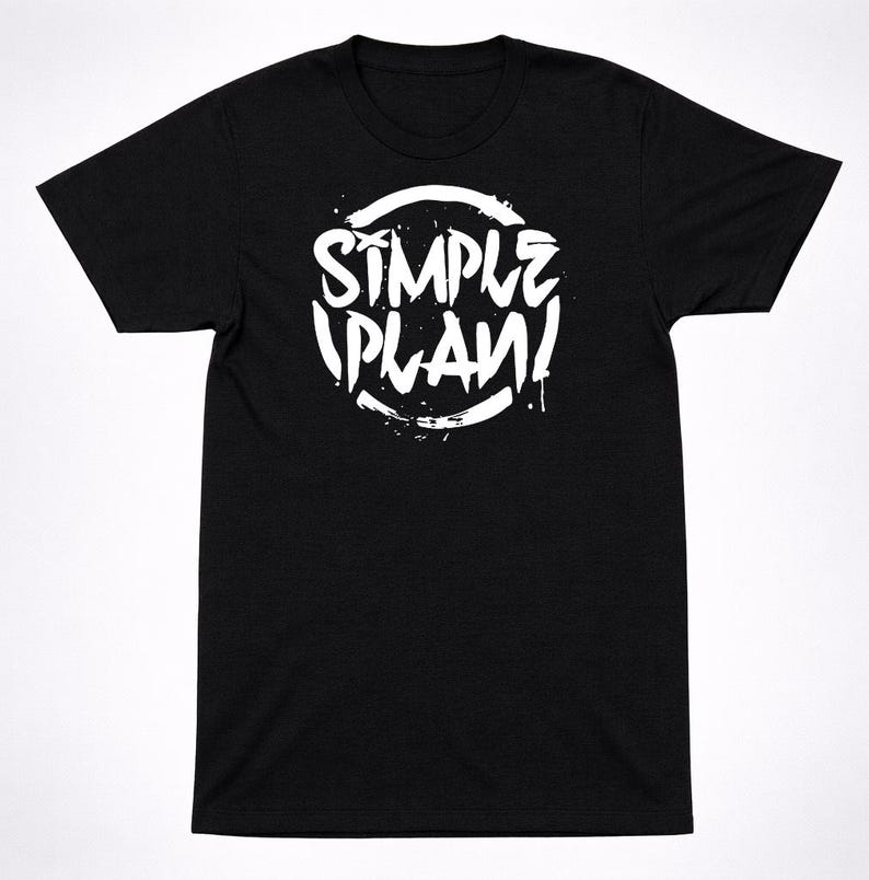 Simple Plan Graffiti Logo T-shirt - Pop Punk Emo Band Tee - Black White ...