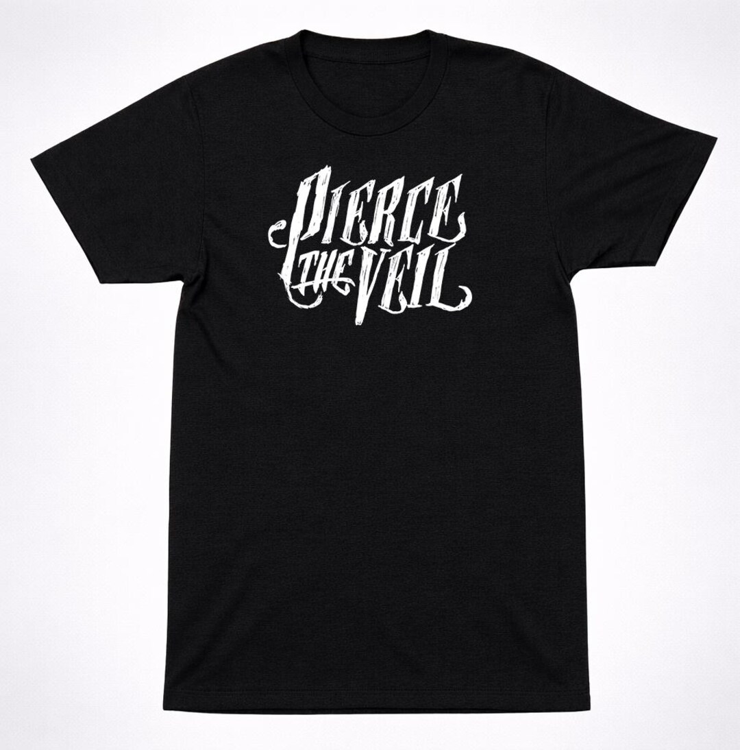 Pierce the Veil Script Logo T Shirt Band Tee, Black With White Print ...