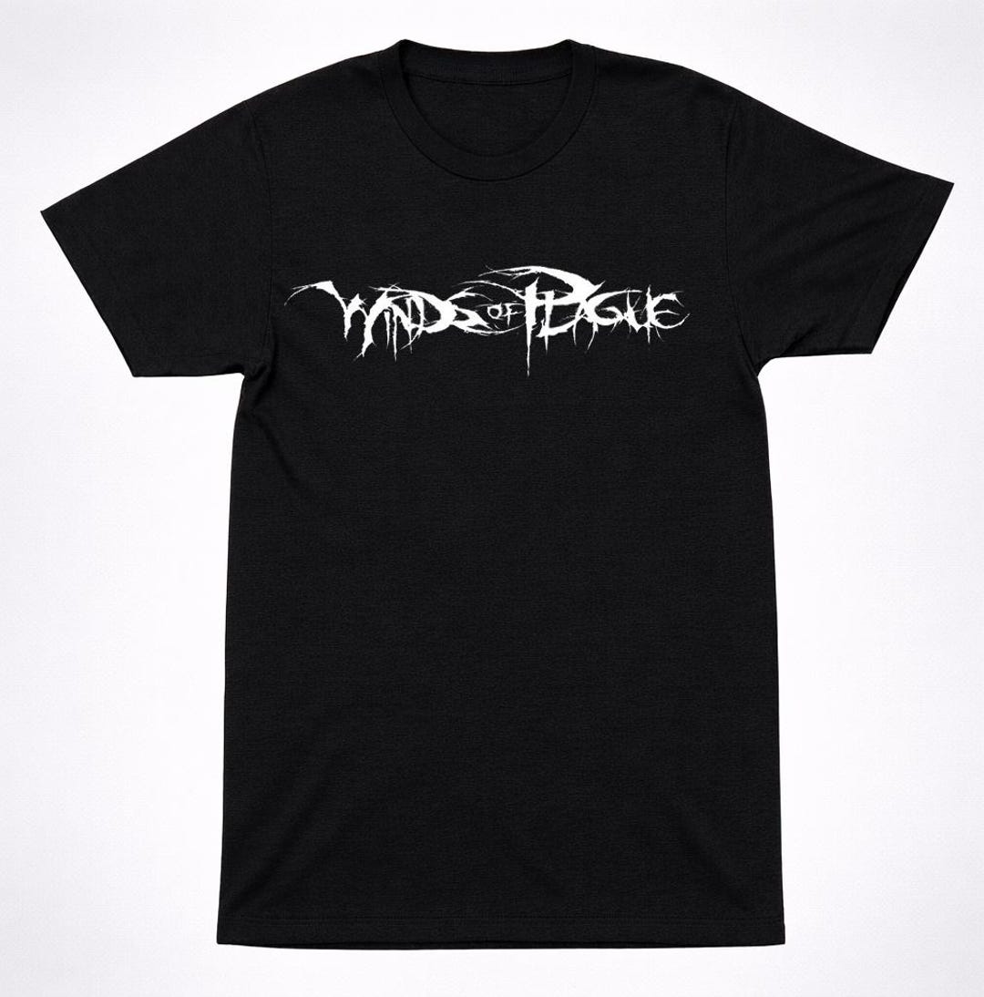 Winds of Plague Logo T Shirt: Deathcore Band Merch, Black With White ...