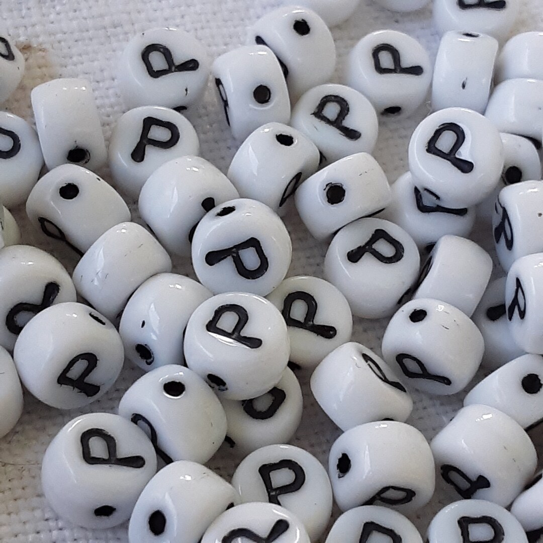 Friendship Bracelet //vintage Glass LETTER Beads//alphabet p White ...