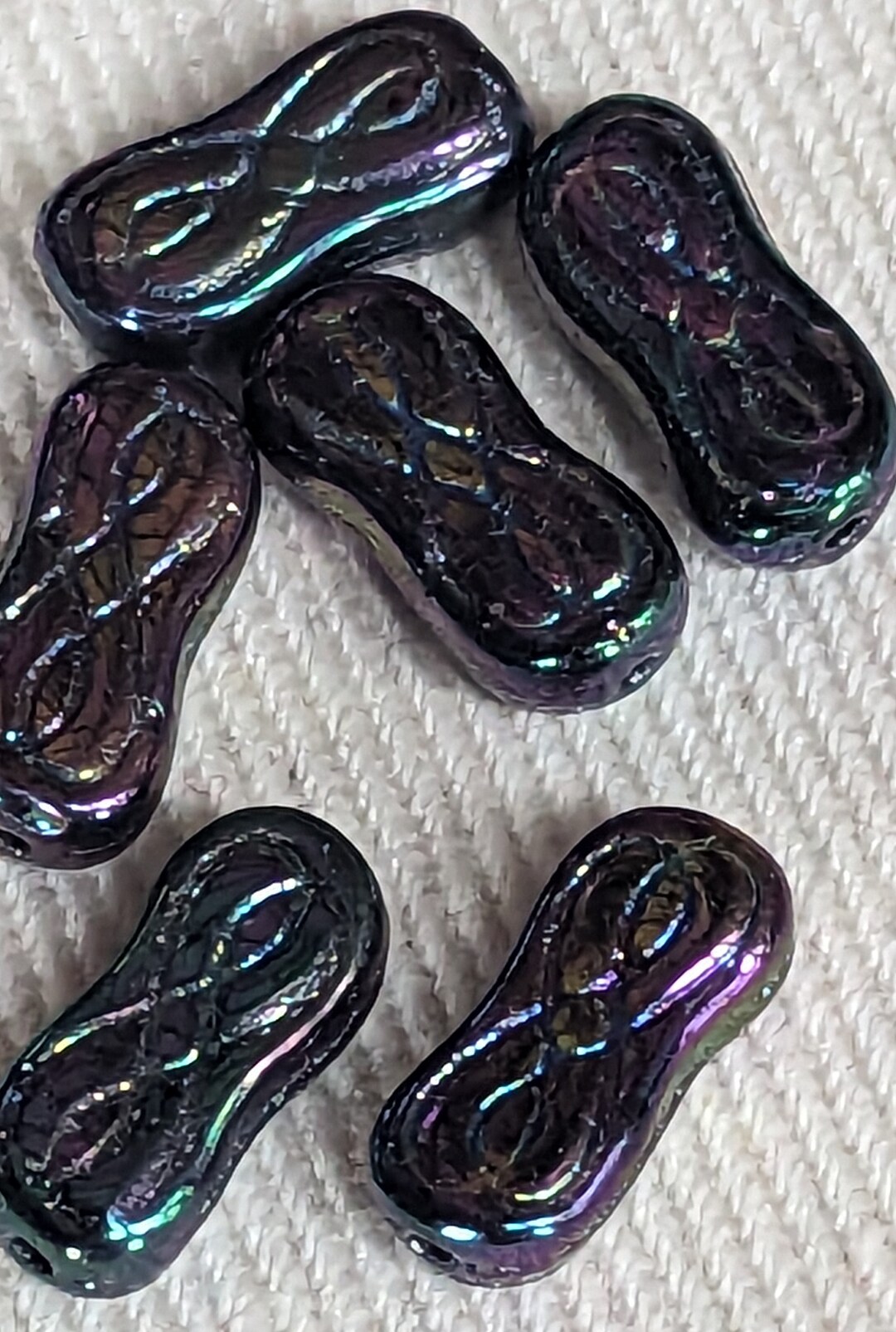 Hematite Infinity Tube Peanut 5x15mm Vintage Czech Glass BEADS 10 - Etsy