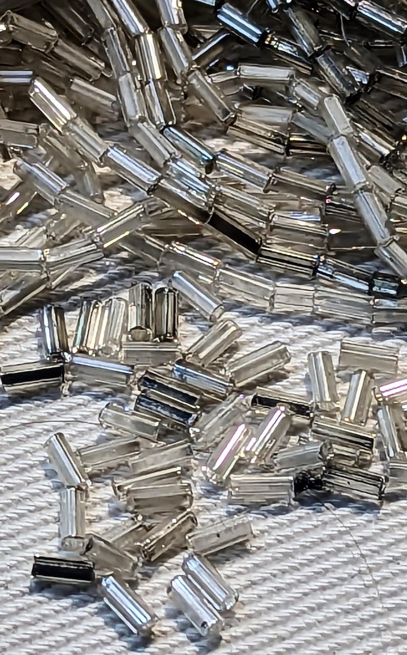Vintage 1920s Bugle Beads: Czechoslovakian Glass, Silver Lined (1000pcs ...