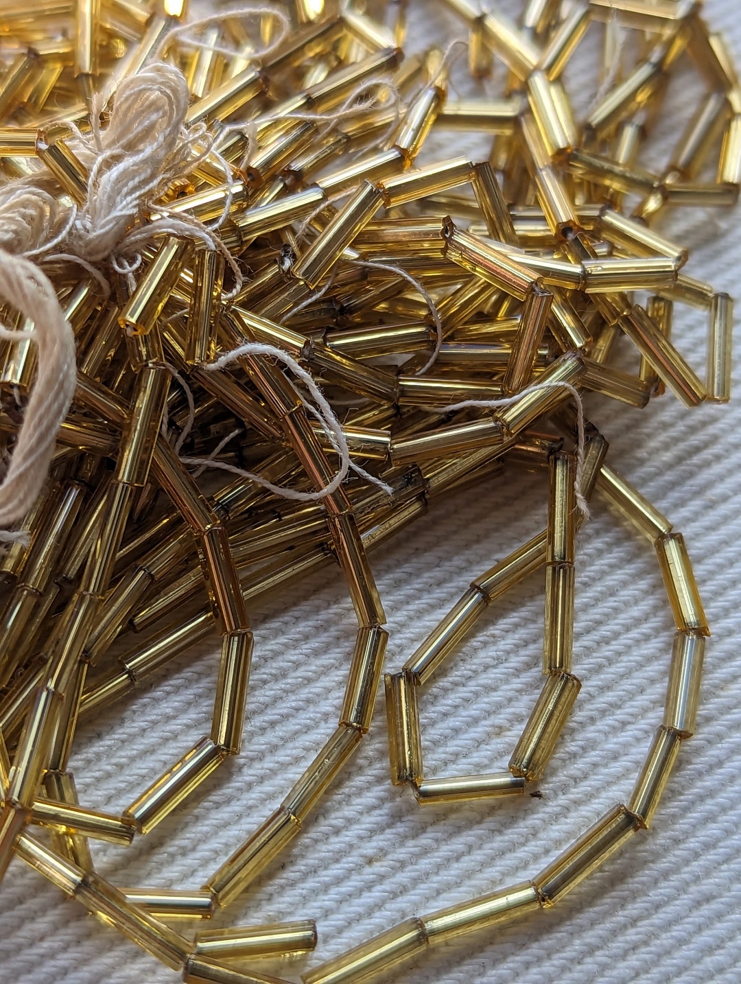 Vintage Gold Bugle Beads: 1920s Czechoslovakian Glass (200pcs) - Etsy
