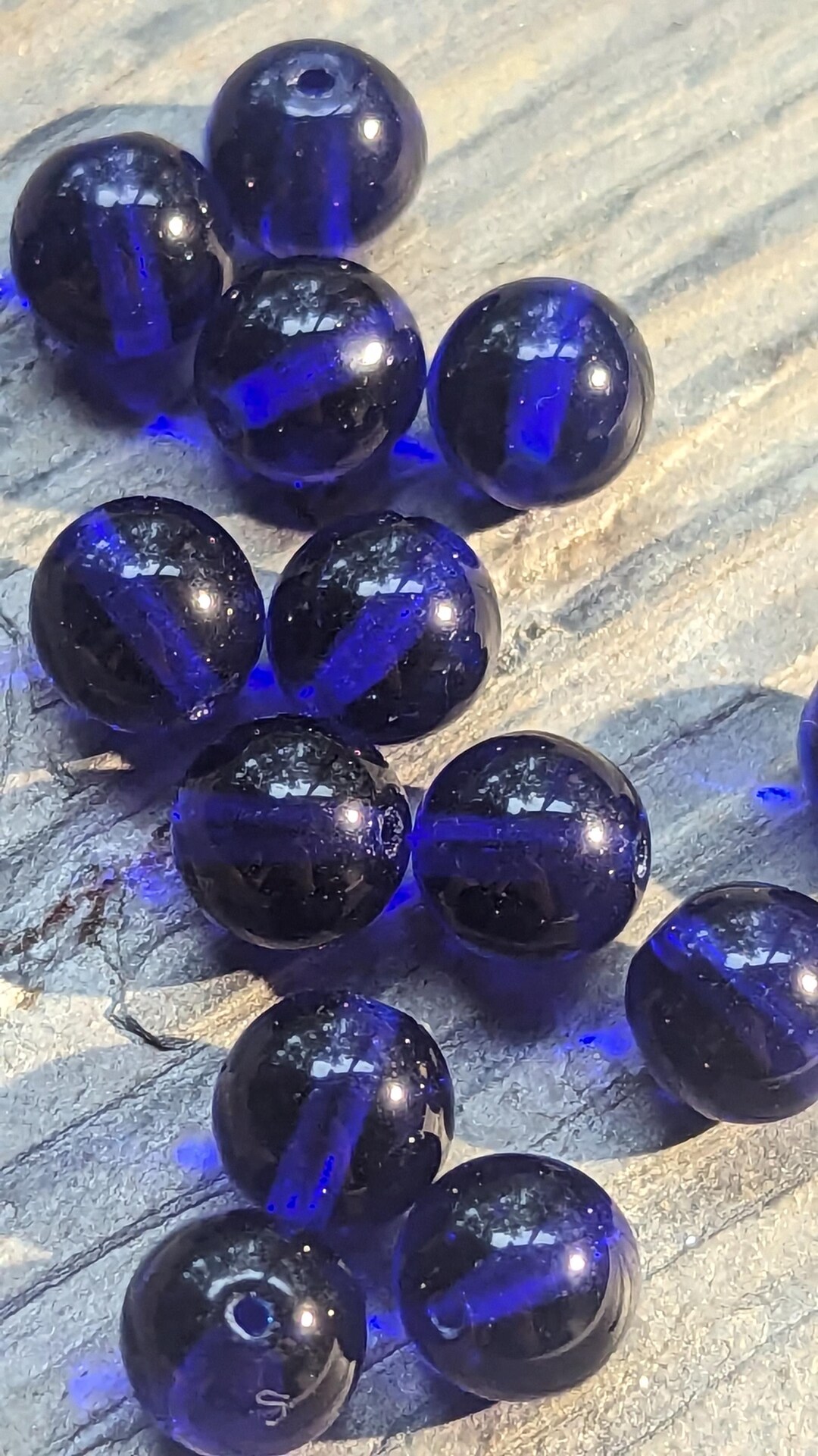 Vintage Glass Beads Czech COBALT BLUE Transparent 7mm Round (15) - Etsy