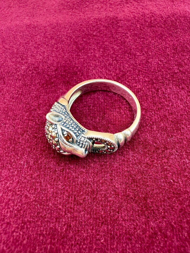 Vintage Sterling Silver Panther Head Ring | Heavy Big Cat Ring With ...