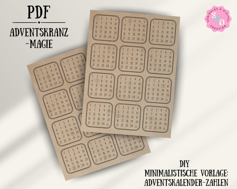 Printable Advent Calendar Numbers Template, Printable Number Advent ...