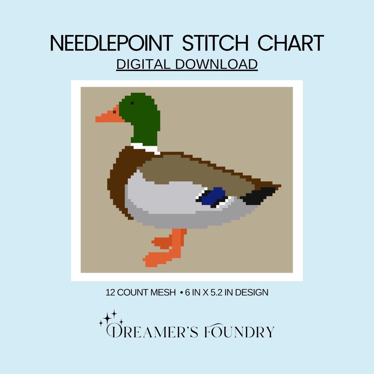 Mallard Duck Needlepoint Chart | Boy's Decor, Log Cabin DIY Needlepoint ...