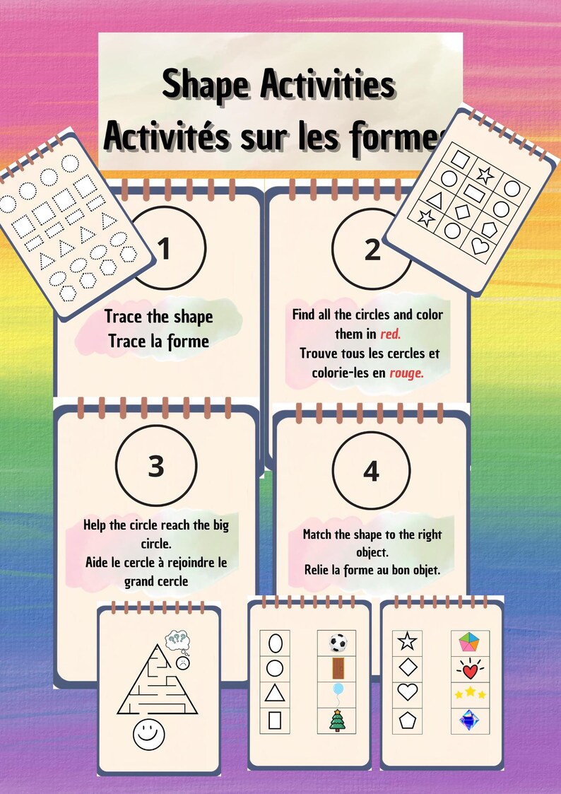 Bilingual Shapes Coloring Book | English & French, Kids Learning ...