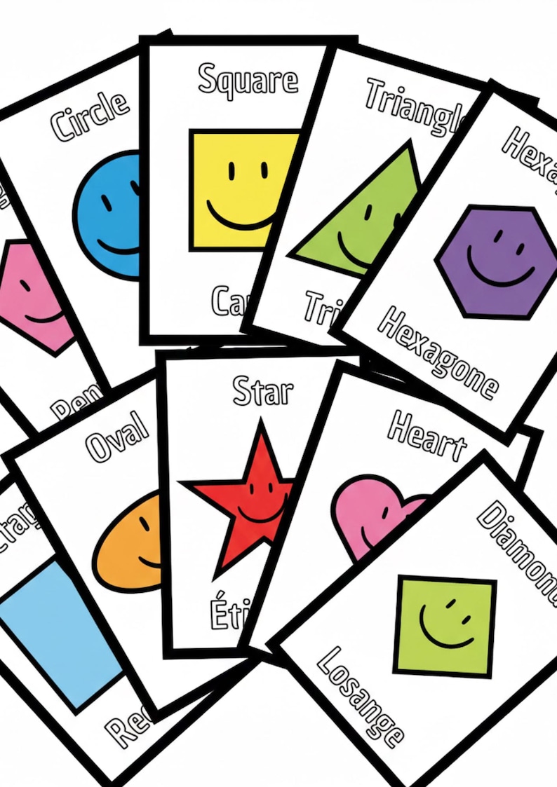 Bilingual Shapes Coloring Book | English & French, Kids Learning ...