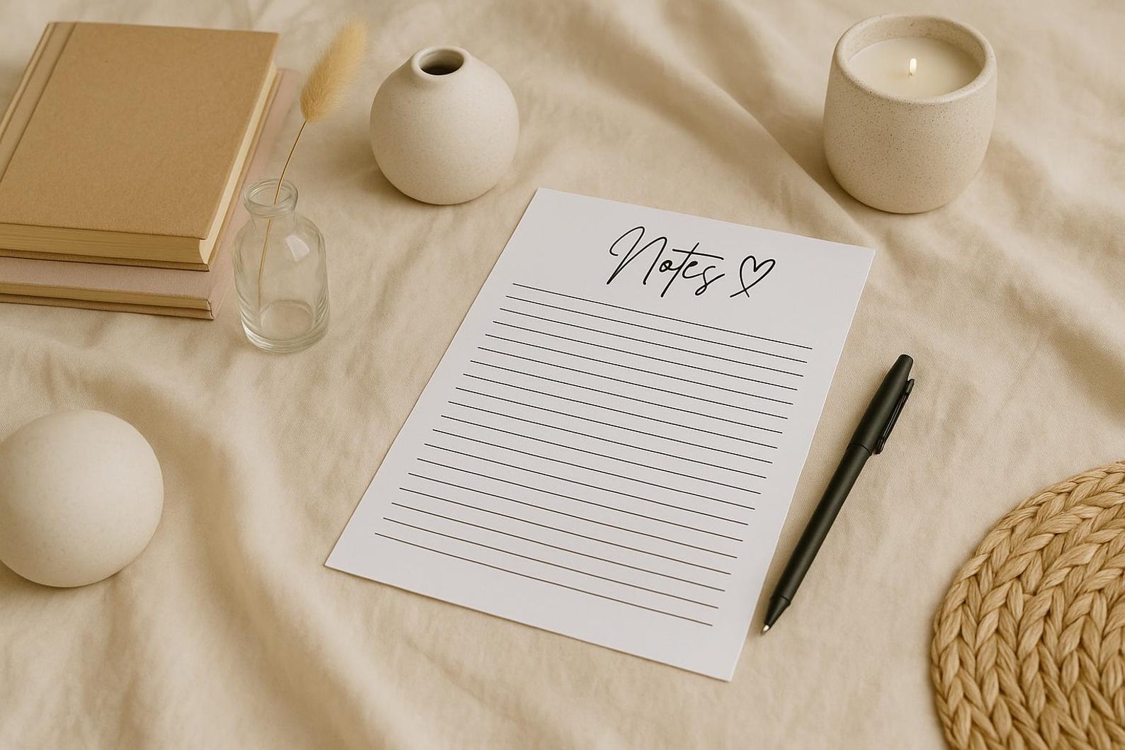 Editable Notes Template Canva | Minimalist Lined Notes Page | Printable ...