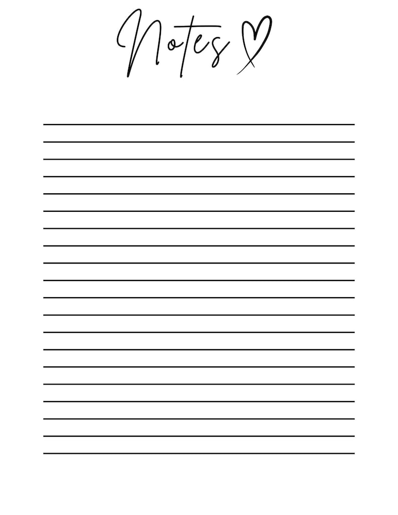 Editable Notes Template Canva | Minimalist Lined Notes Page | Printable ...