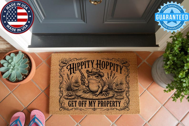 Funny Frog Doormat, Hippity Hoppity Get off My Property, Sarcastic ...