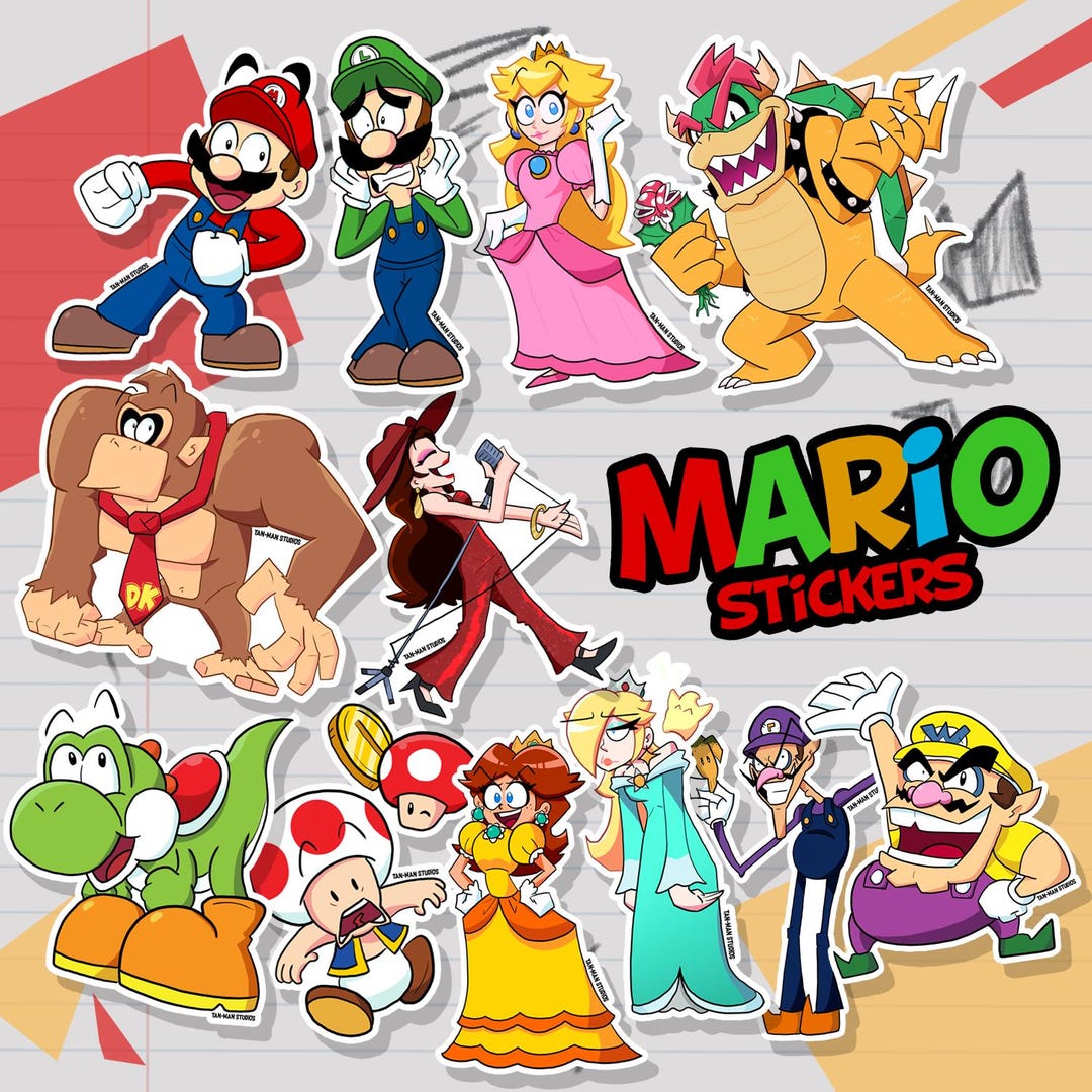 Mario Character Stickers - Etsy
