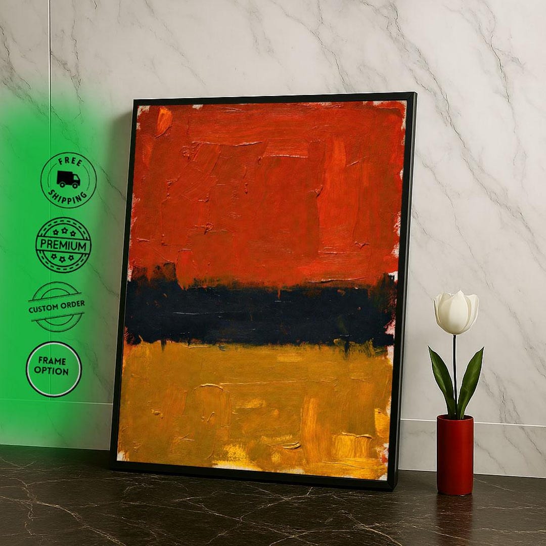 Mark Rothko Red Navy Gold Canvas Wall Art Print Modern Living Room ...