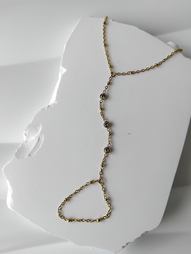 Gabrielle Gold Stainless Steel Hand Chain – Women's Hand Chain ...