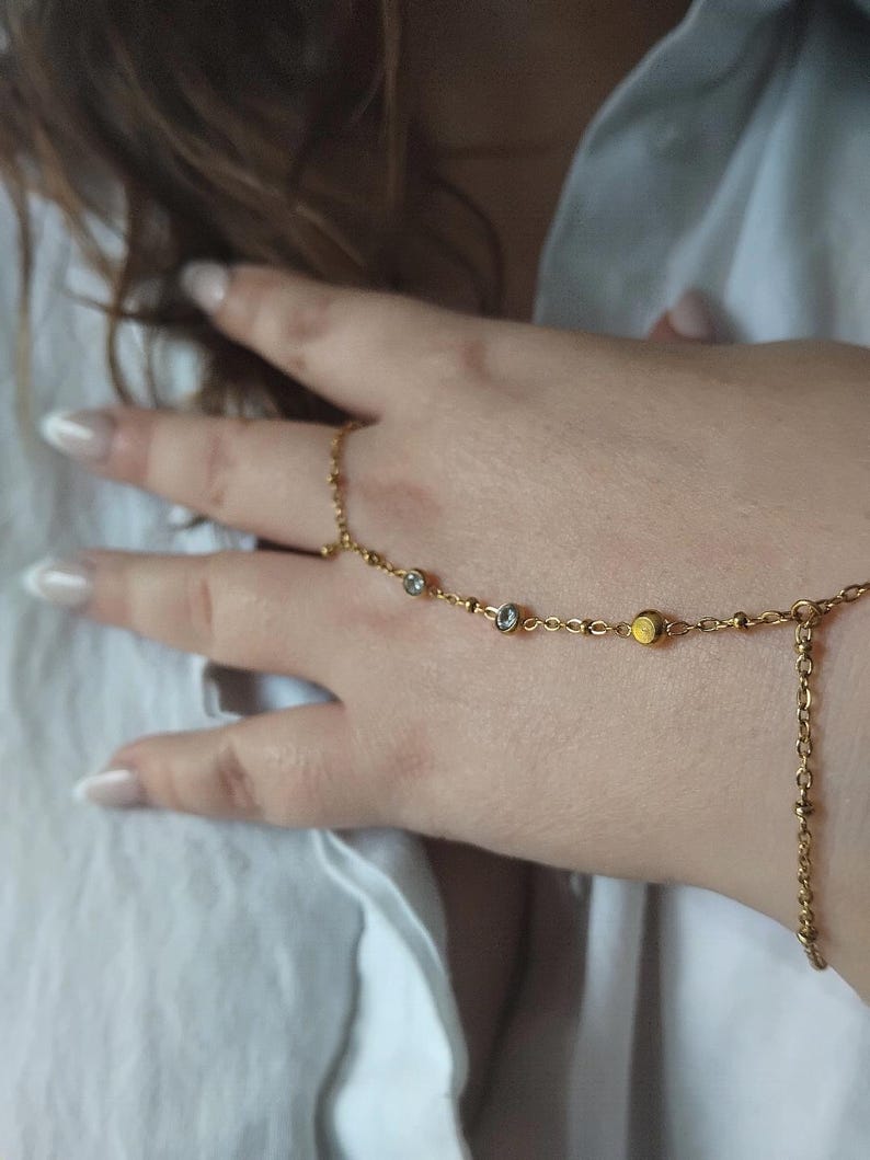 Gabrielle Gold Stainless Steel Hand Chain – Women's Hand Chain ...