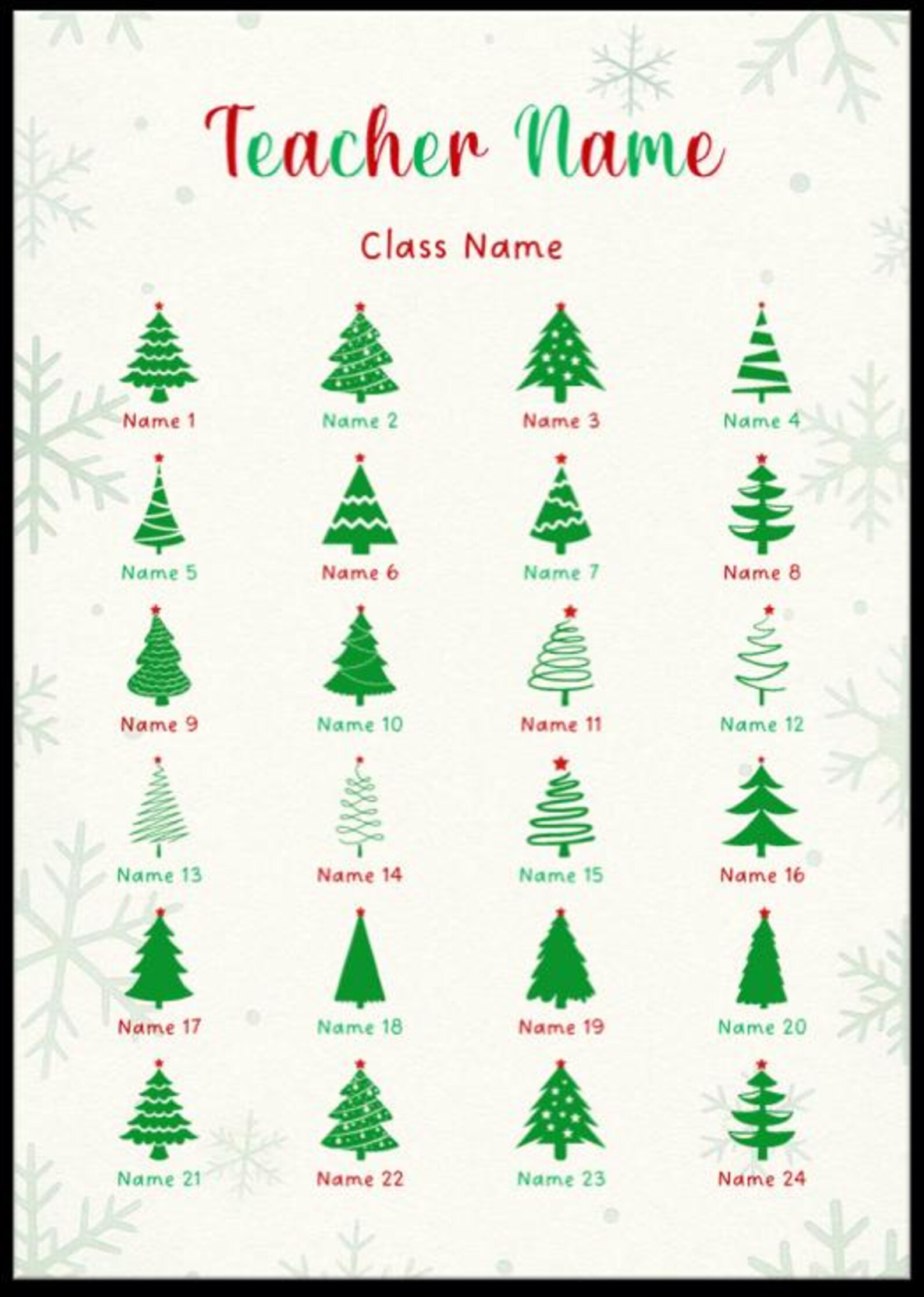 Personalized Christmas Class Poster • Teacher Gift • Custom Student ...