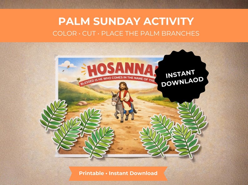 Palm Sunday Kids Craft: Hosanna Coloring Page & Bible Activity ...