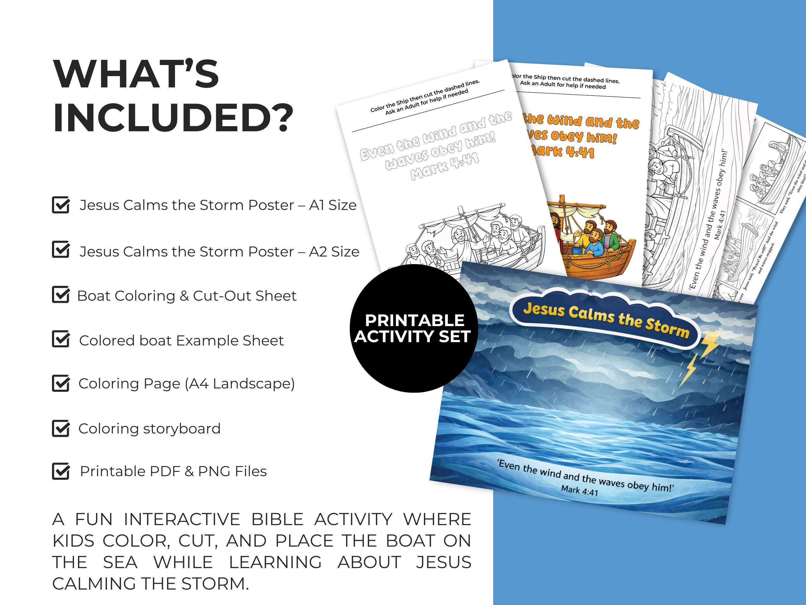 Jesus Calms Storm Activity Pack | Sunday School Bible Craft Digital ...