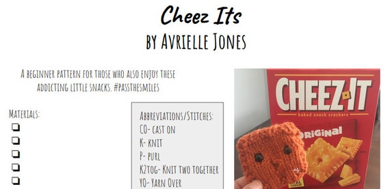 Cheez Its Knitting Pattern | Etsy