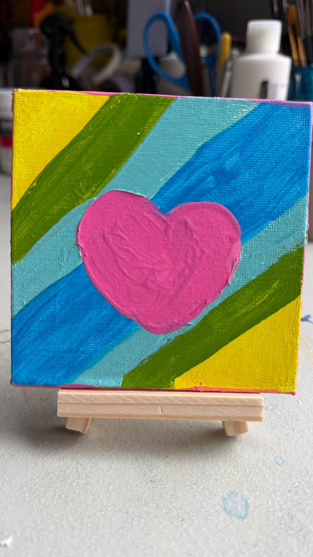 Bright Hearted No. 2 - 4x4 Acrylic Painting With 7 Affirmations and ...