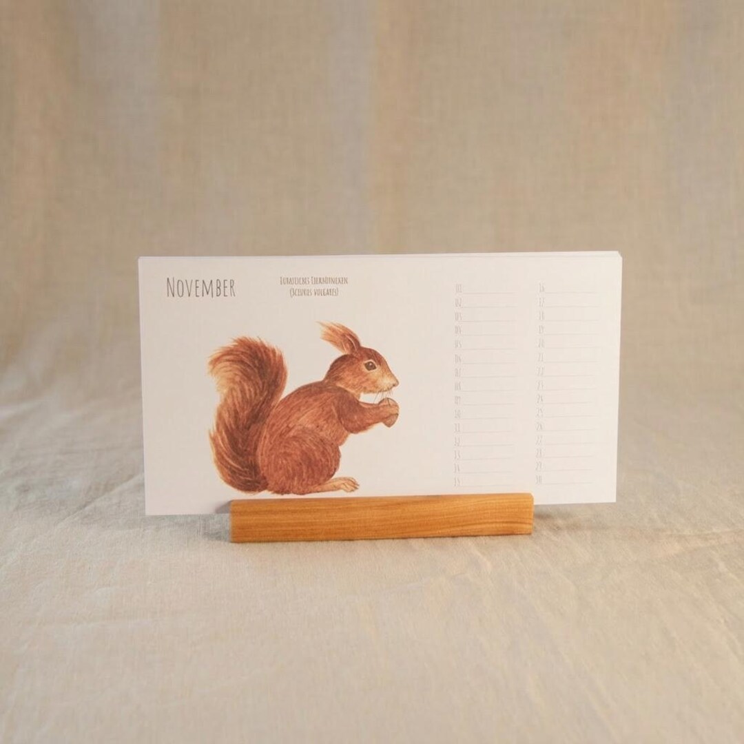 Table Calendar With Wooden Base, Woodland Animals // Perpetual Birthday ...