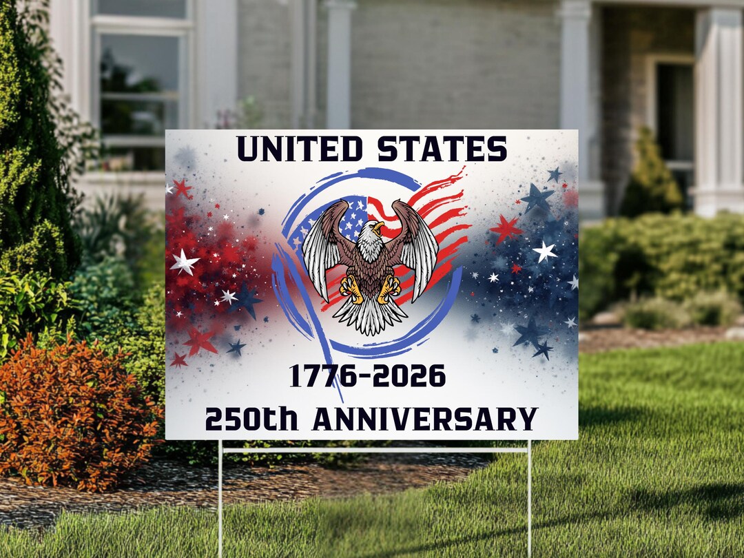America 250 Yard Sign, Patriotic Eagle Lawn Decor, 4th of July Sign ...